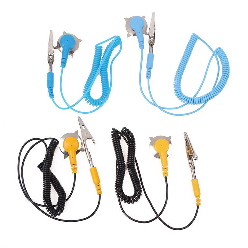 유1.8m Ground Wire Anti-static Yellow Black Grounding Cable Coiled Cord ...