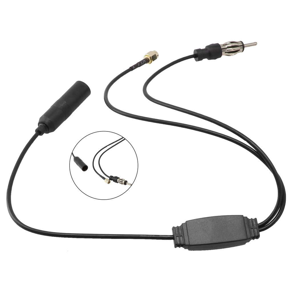유FM/AM DAB Car Radio Active Antenna Aerial Splitter Adapter Cable SMA ...