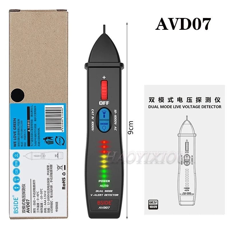 ΨBSIDE AVD07 Voltage Detector Indicator Non-Contact Live Test Pen ...