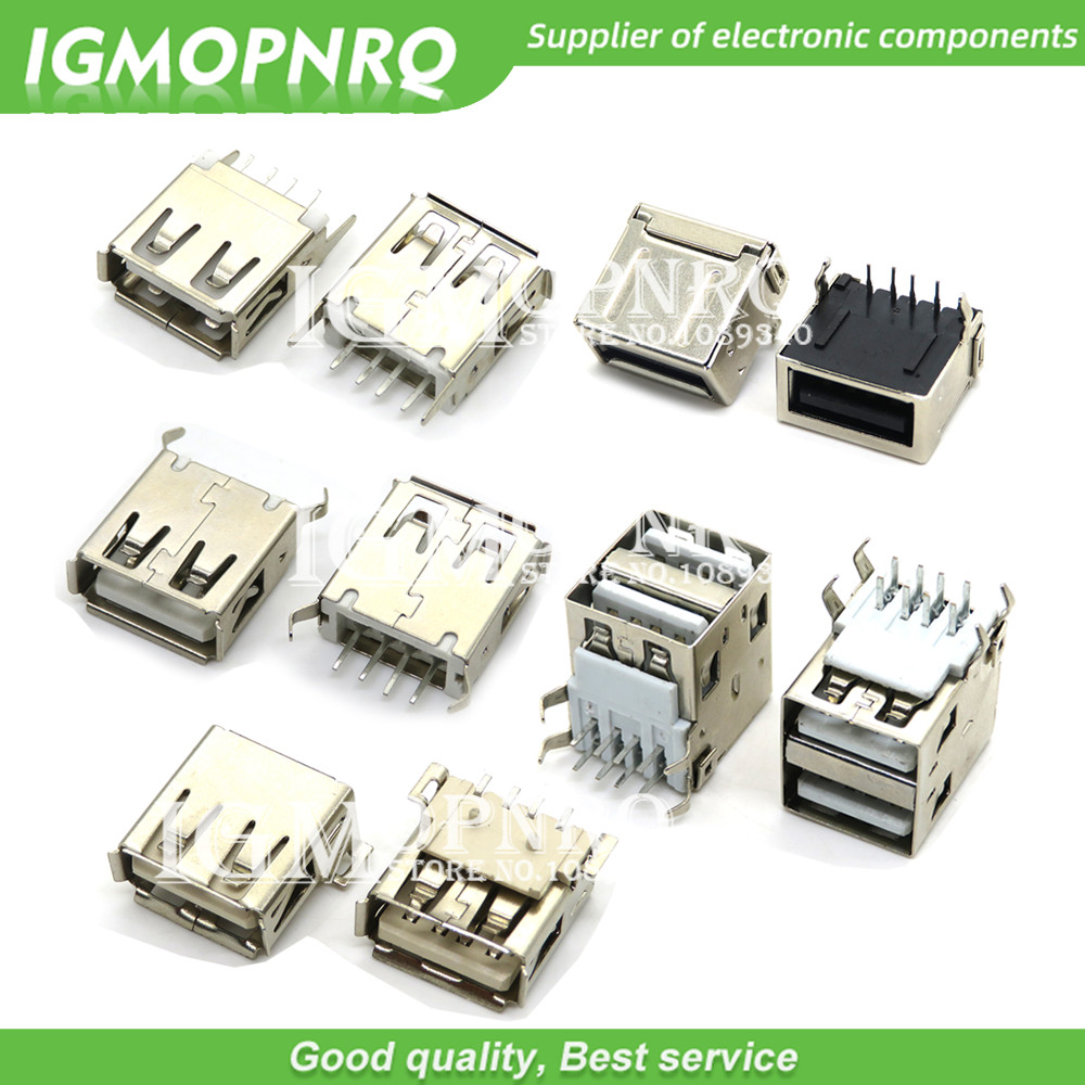 ⓥ5PCS USB Type A Standard Port Female Male Solder Jacks Connector PCB Socket USB-A type USB-AFj ...