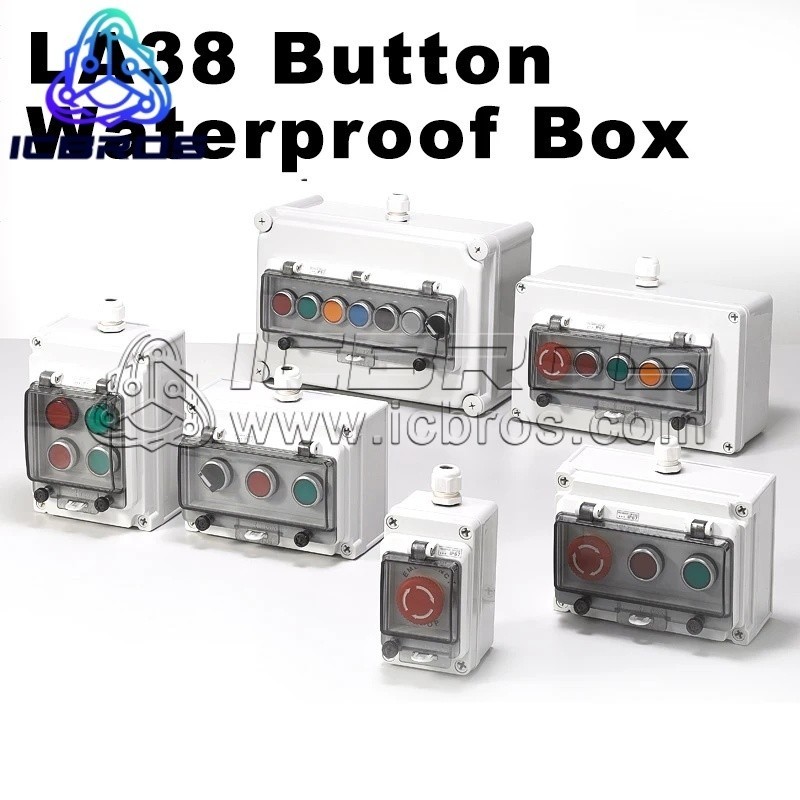 ☠ABS Plastic IP67 Waterproof Button Junction Box Emergency Stop Self ...