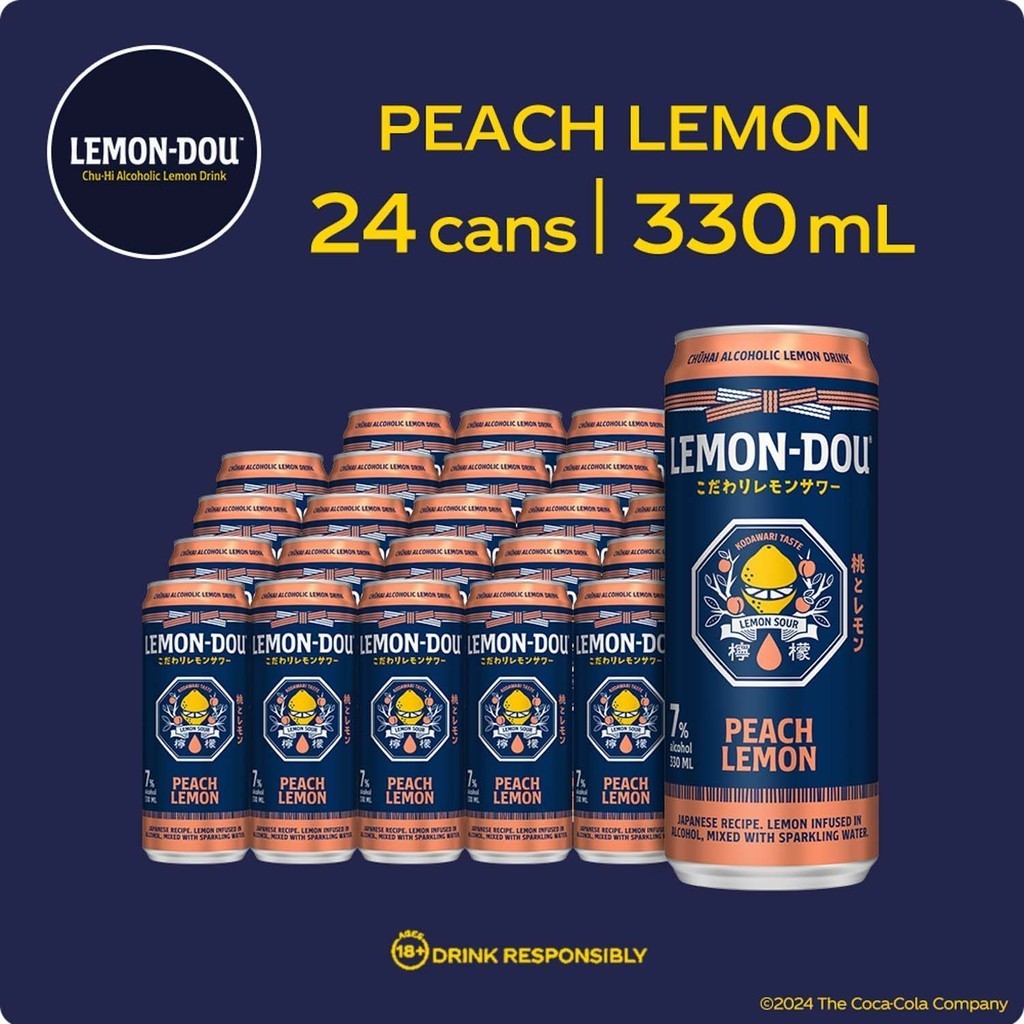 Lemon-Dou Peach Lemon 330mL 7% Alcohol Chu-hi - Pack of 24 | Shopee ...
