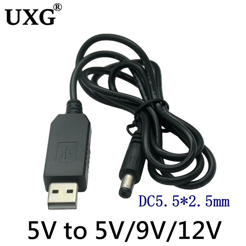 1M USB to DC 5.5 2.5mm power boost line DC 5V to DC 5V 9V / 12V Step UP Module USB Converter ...