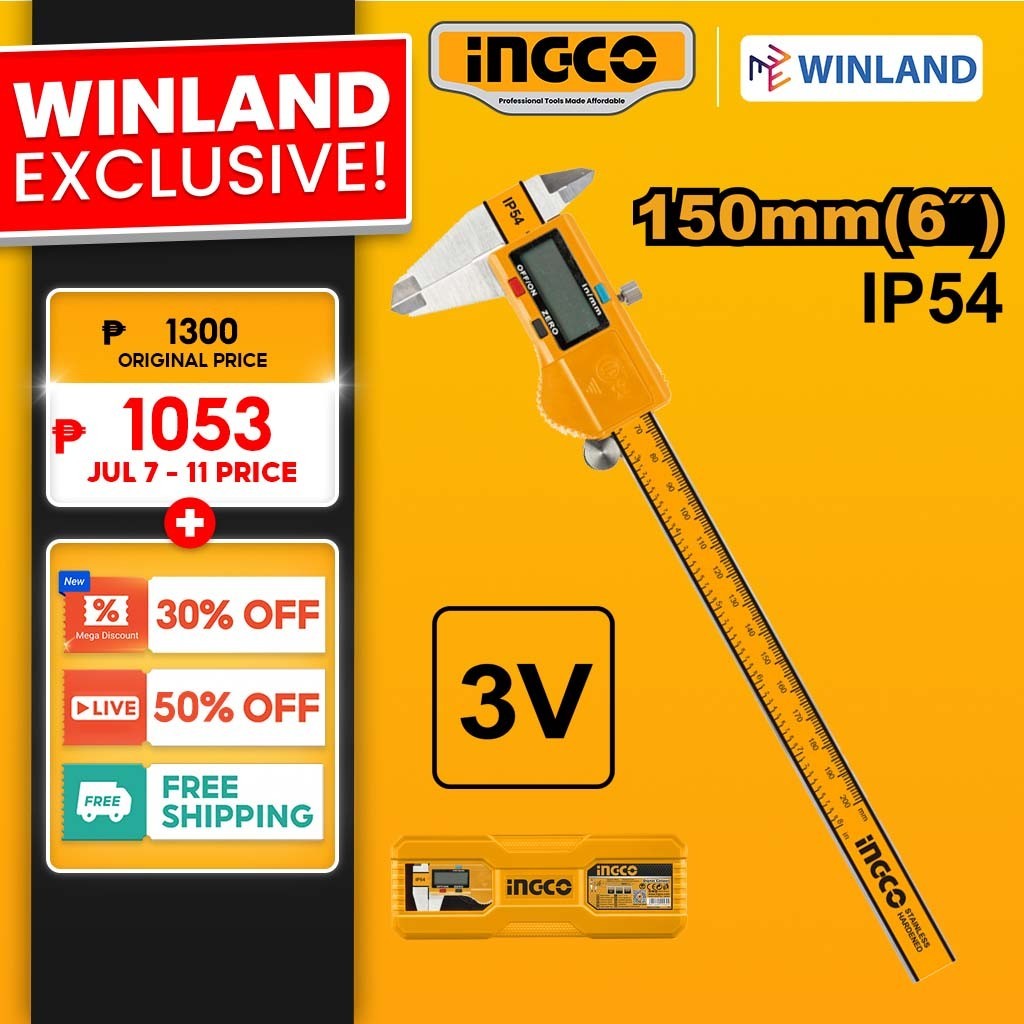 Ingco by Winland Digital Caliper 150mm Measuring Tool,IP54 Waterproof ...