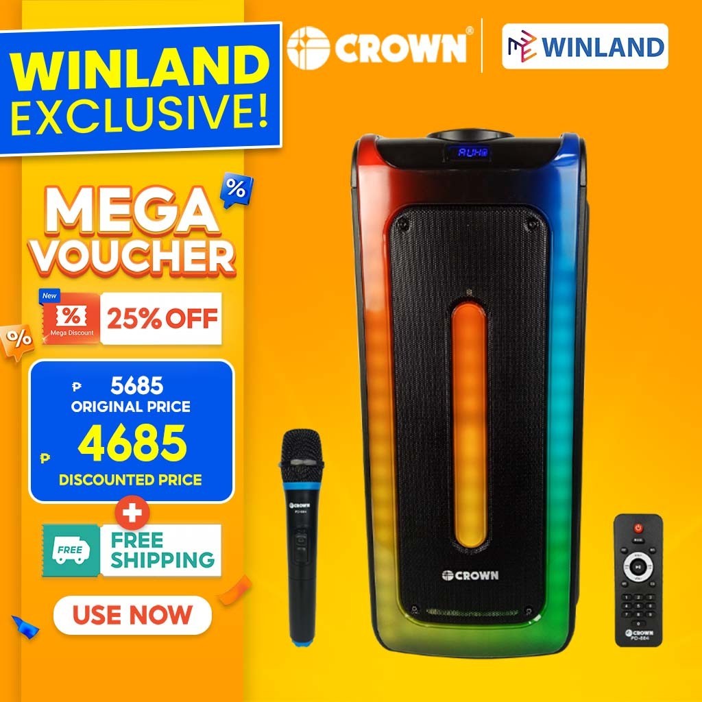 Crown by Winland Party Box Portable Rechargeable Speaker Dancing Light ...