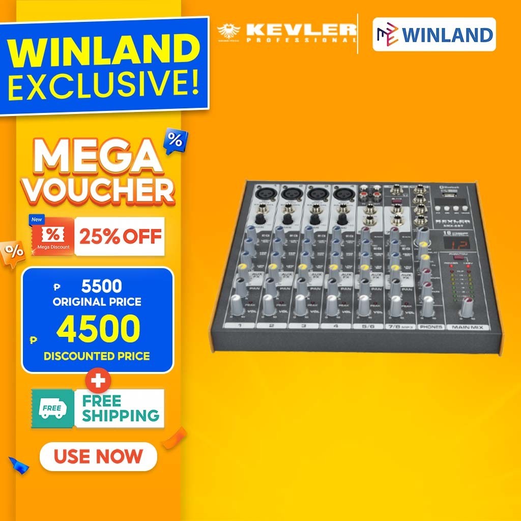 Kevler by Winland Mixer SMX-8BT 8 Channel 4 Mic / Line 2 Aux Mixer ...