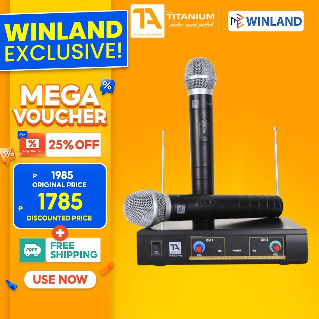 Titanium Audio by Winland TA-8000 Up to 50 Meter Transmitter Range VHF Dual Mic Wireless ...