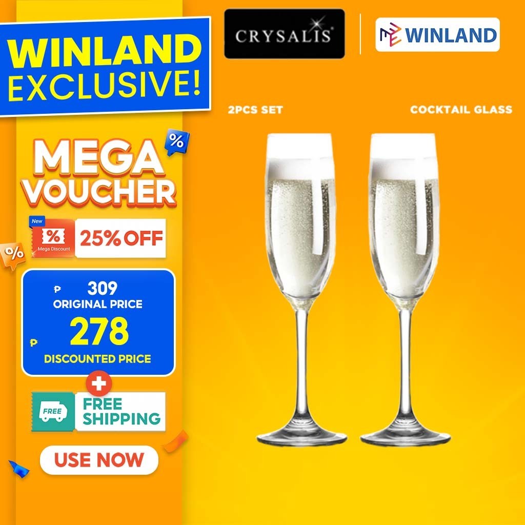 Crysalis by Winland Premium CRY-FC7/2 Stemware Flute Champagne Cocktail Glass 205mL/7oz Set of 2 ...