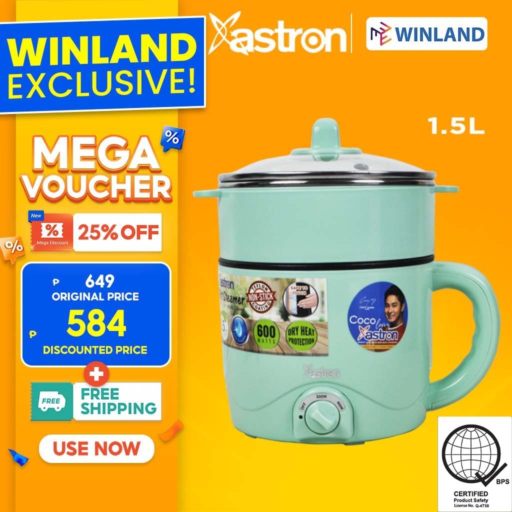 Astron by Winland Pot Steamer and Multi Cooker 1.5L 600W Electric ...