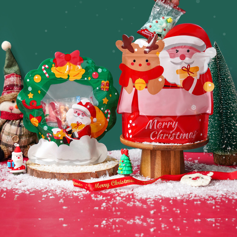 Stand Up Santa Claus New Year Xmas Aluminum Foil Christmas Zip Lock Bag ...