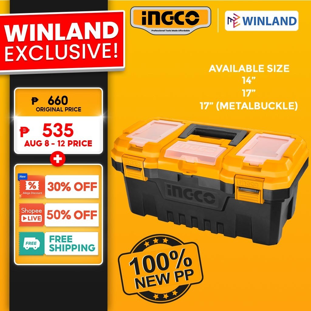 Ingco by Winland Plastic Tool Box Case Organizer with Removable Tray ...