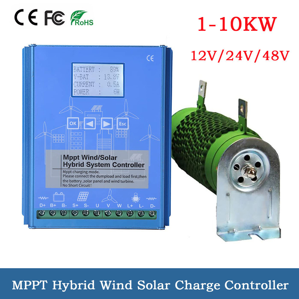 ღHybrid Wind Solar System MPPT Charge Controller 10000w Wind Turbine 1000W Solar Panel 12V ...