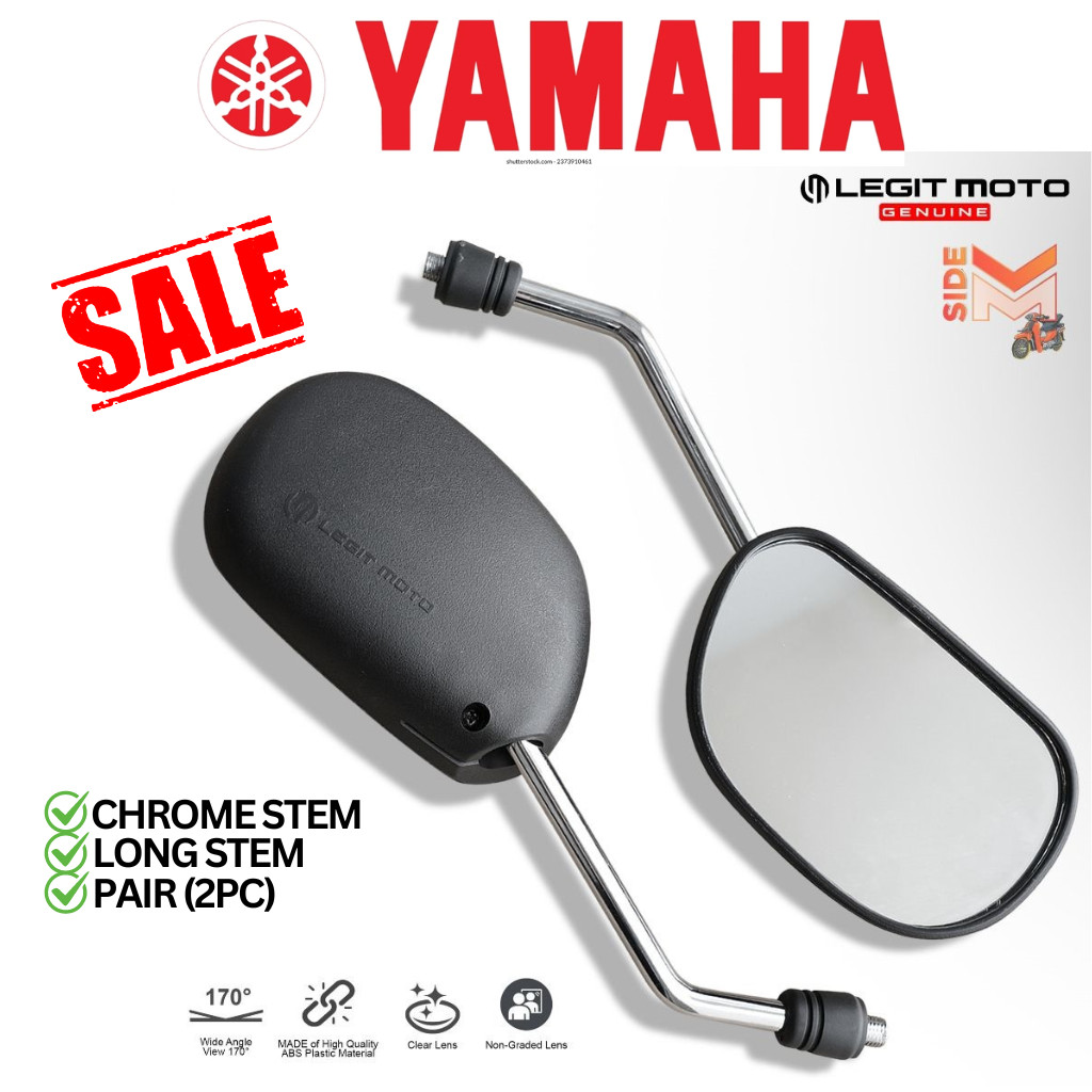 YAMAHA MIO GRAVIS SIDE MIRROR UNIVERSAL CHROME STEM LEGITMOTO ROTATABLE ...