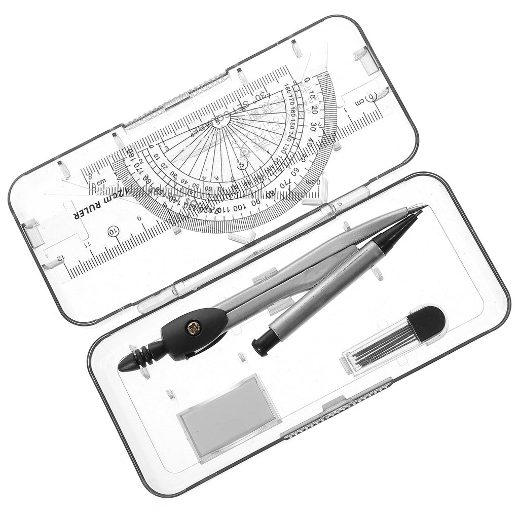 Compasses Set Geometry Drawing Tool with Protractor Divider Ruler ...