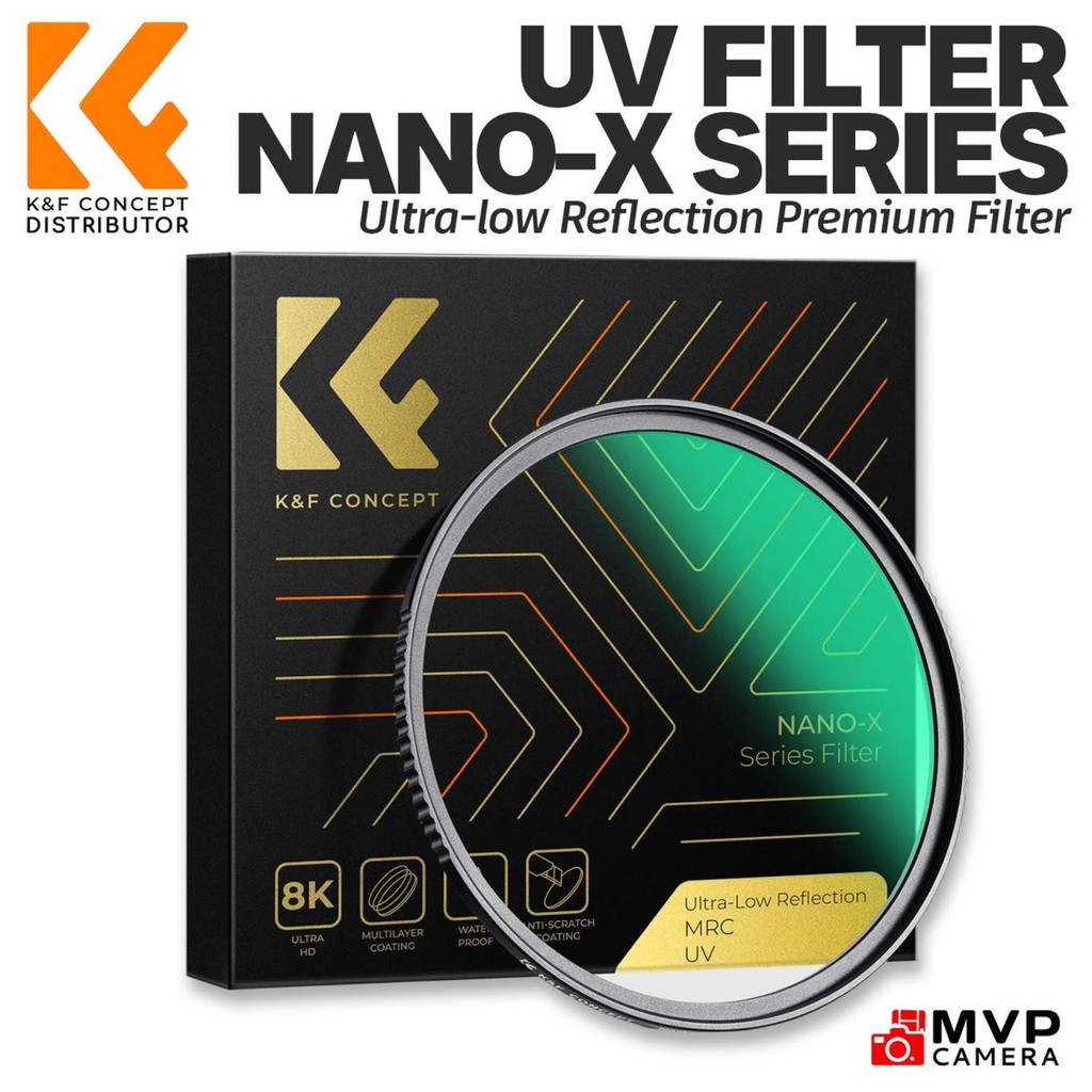 K&F KF CONCEPT NANO-X Premium UV Filter 0.1% Ultra-low Reflection Titanium Coating MVP CAMERA ...