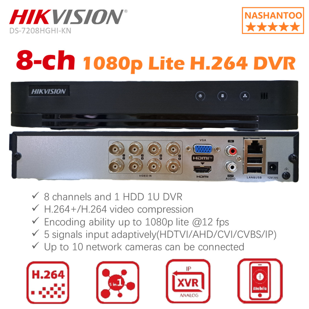 Hikvision DS-7208HGHI-KN 8Channel 2MP Lite H.264 DVR 8CH 1080p Lite ...