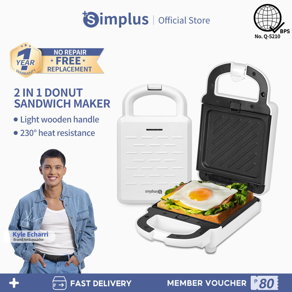Simplus 2 in 1MIni Donut Maker/Waffle Maker/Sandwich Maker Breakfast ...