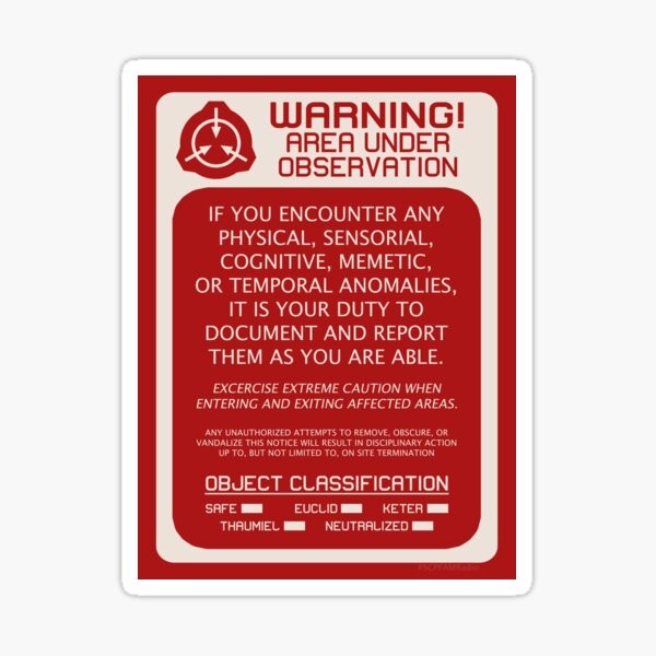 ☹Scp Foundation Red Warning Signage Red 5PCS Car Stickers for Living ...