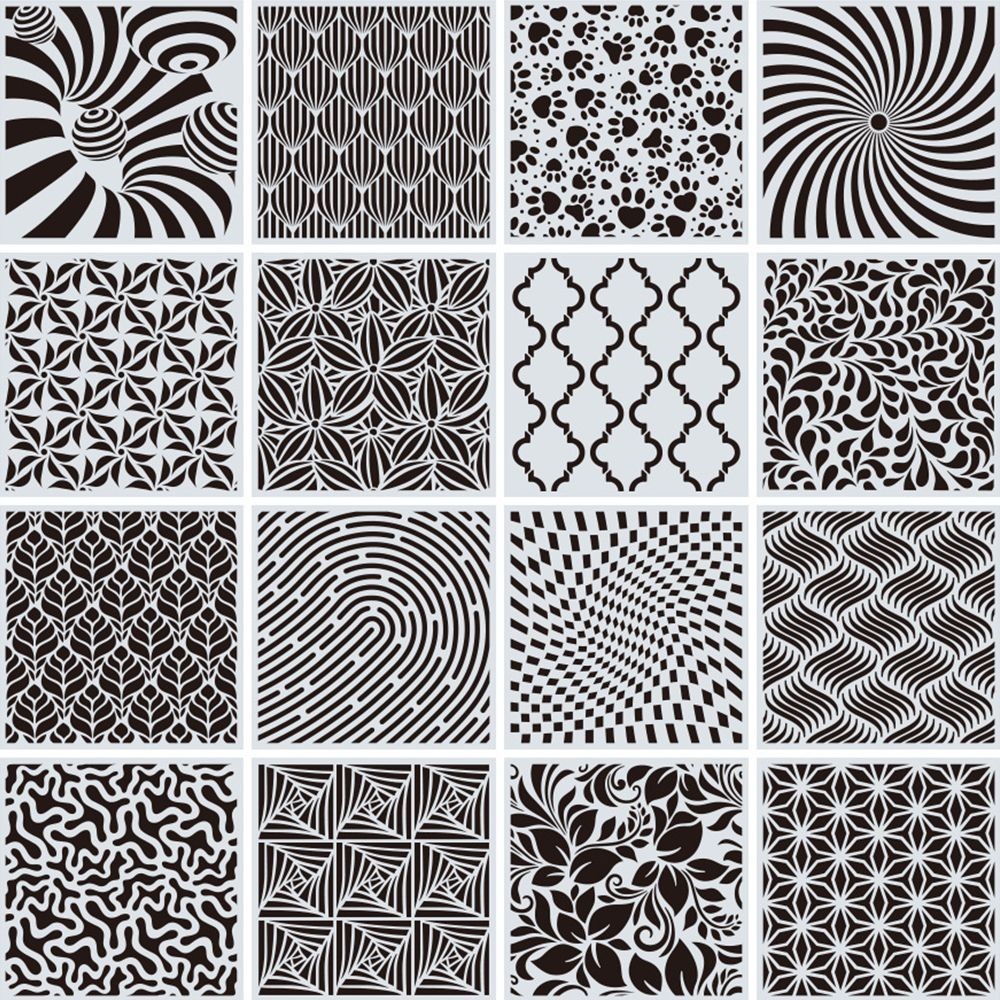 16 Sheets Irregular Hollow Art Drawing Floor Decor DIY Spary Furniture ...