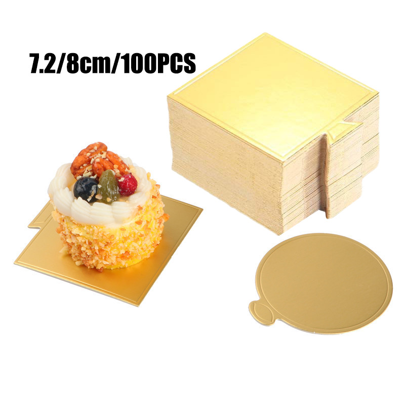 100Pcs Mousse Cake Board Gold Paper Base Cake Mini Cake Board Gold For ...