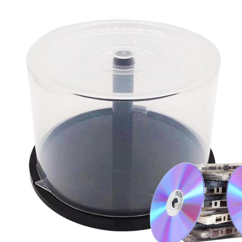 ≈DVD Cake Box Empty Clear Column DVDs Bucket With Black Spindle 50 Disc ...