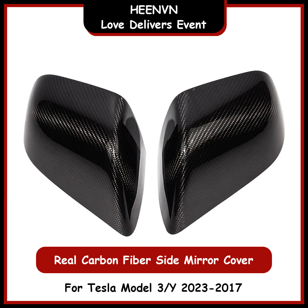 Side Mirror Cover Real Carbon Fiber For Tesla Model Y 2023 Rearview ...