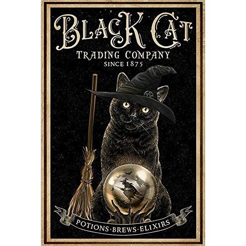 ☑Cat Metal Wall Decor Witch Black Cat Trading Company Cat Art Print ...