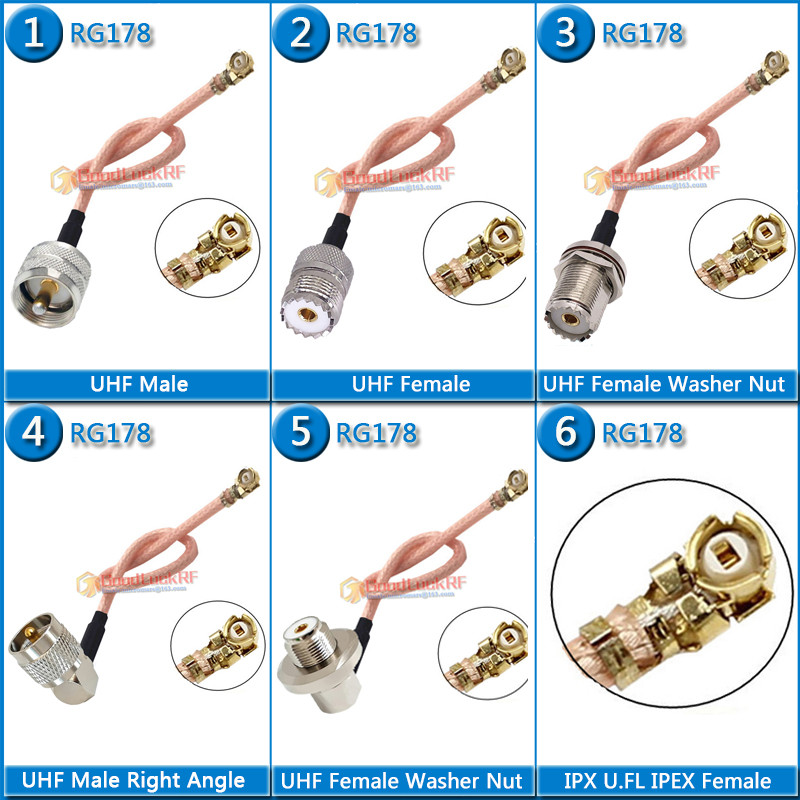 ️IPX U.FL IPEX Female to UHF PL259 SO239 Male Female Washer Nut Right ...