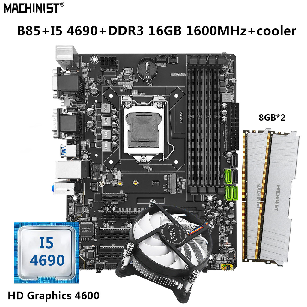 ♥MACHINIST B85M-PRO Motherboard LGA 1150 Kit Core I5 4690 CPU 16G=2*8G ...