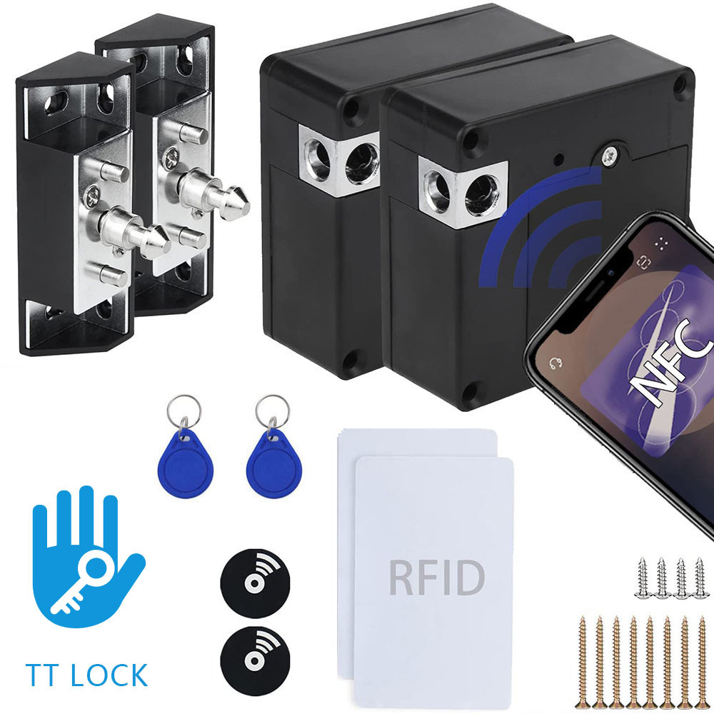 ~TT lock Smart Drawer Lock Electronic RFID Door Lock Hidden DIY Wooden ...