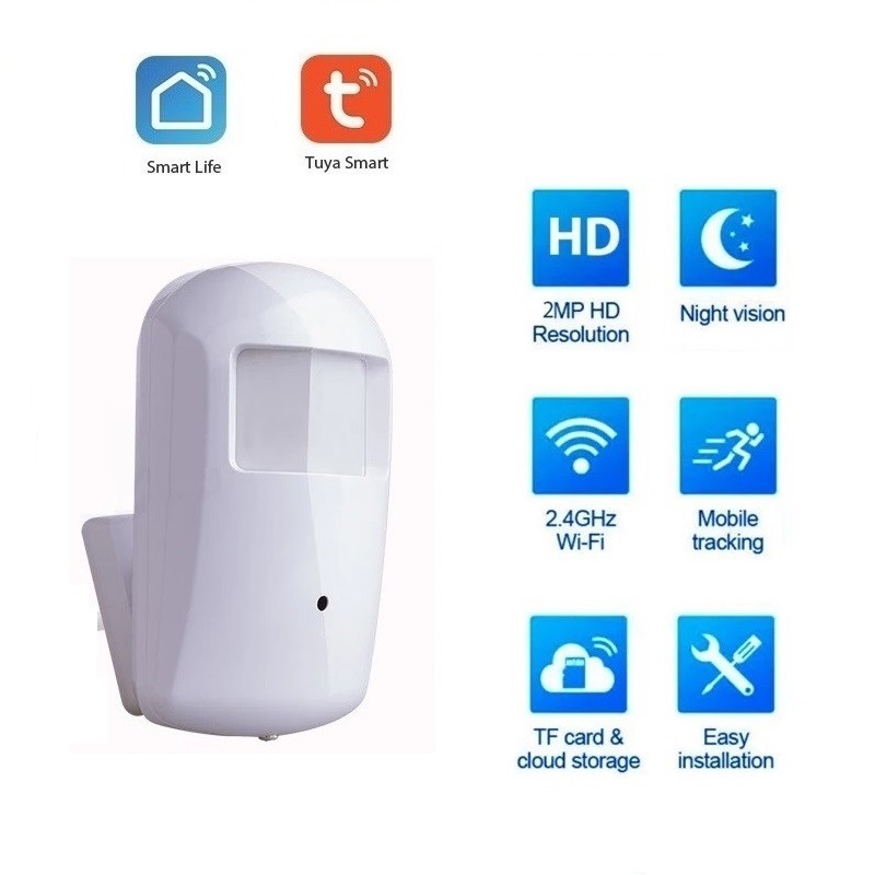 ☫Tuya PIR Style WiFi IP Camera Covert 940nm IR Night Vision 1080P ...