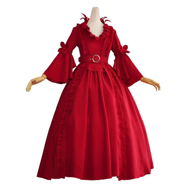 Game Identity V Cosplay Red Lady Mary Gothic Style Long Flowing Red ...