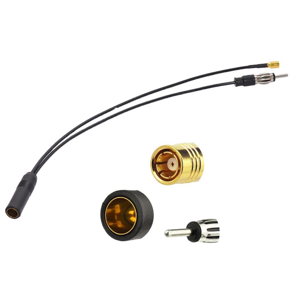 ♣DAB & FM/AM Car Radio Aerials Antennas Adapter Splitter SMB DIN Cables ...