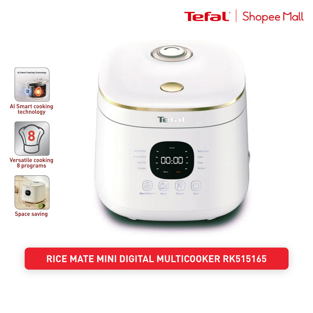 Tefal Rice Mate Mini Digital Rice Cooker RK515165 4 Cups | Shopee ...