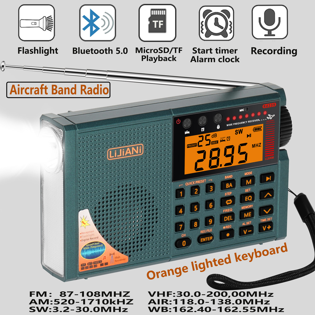 ๑New ver v3.3 Shortwave Radio AIR/VHF/AM/FM/SW/WB Bands Transistor with ...