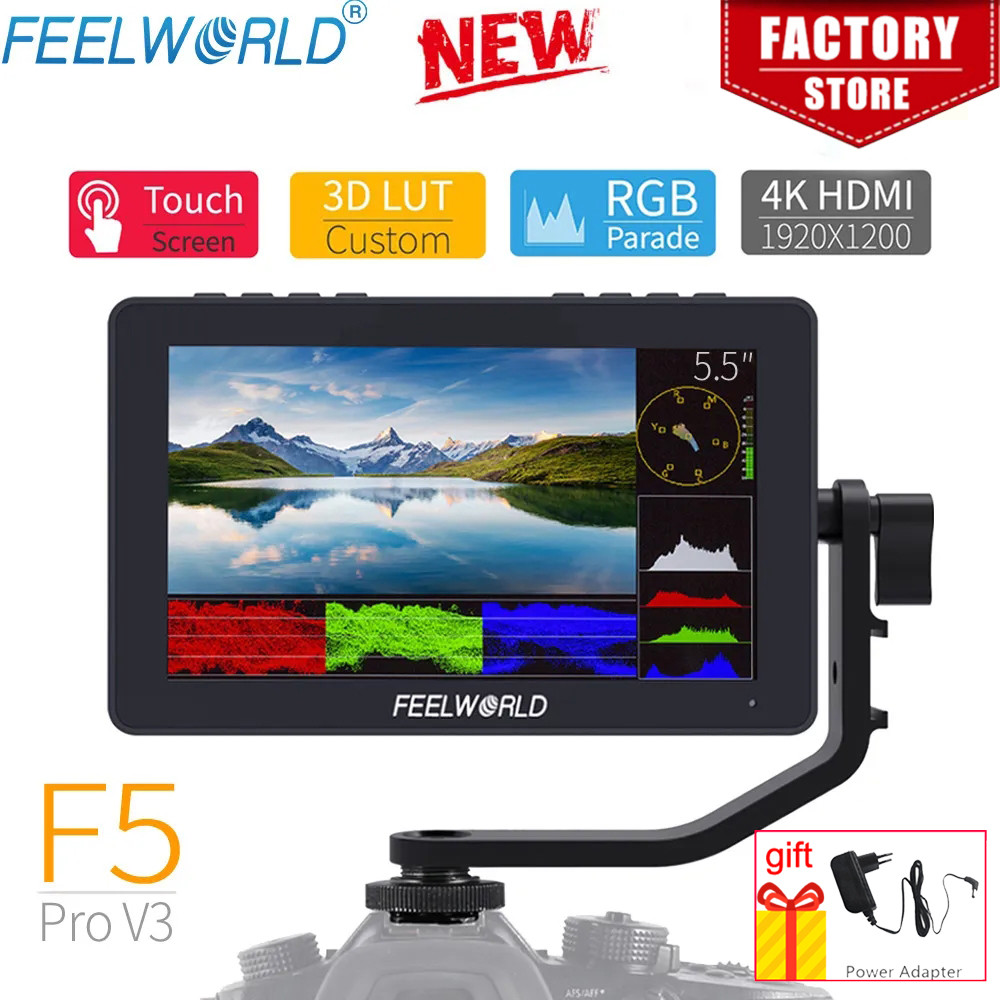 ♣FEELWORLD F5 Pro V3 5.5 Inch 3D LUT Touch Screen DSLR Camera Field ...