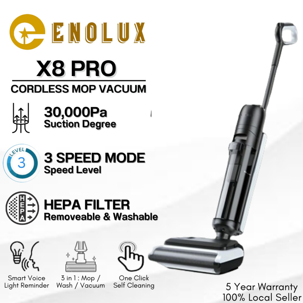 Enolux x8 Pro Powerful Wet and Dry Vacuum Cleaner Cordless High Suction ...
