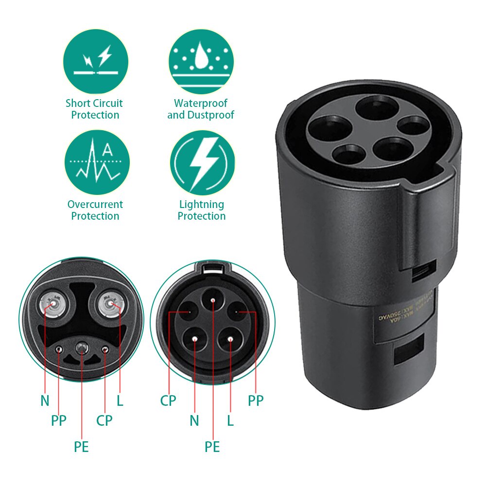Type1 To Tesla Convertor EVSE EV Charger Adapter Electric YJ-IEC02 Car ...