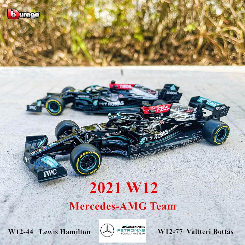 Bburago 1:43 2021 F1 Mercedes-AMG W12 44# Lewis Hamilton 77# Valtteri ...