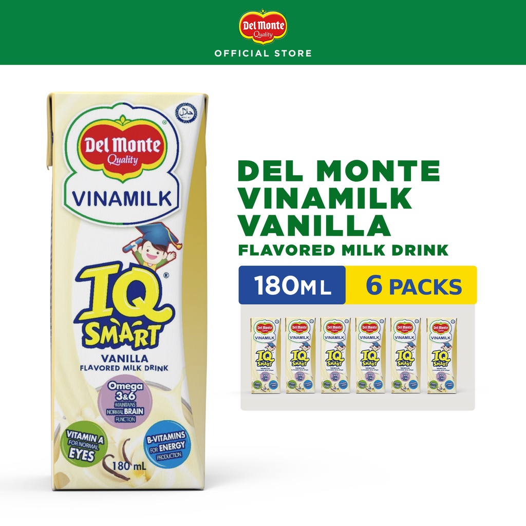 Del Monte Vinamilk Iq Smart™ Vanilla Flavored Milk Drink With Omega 3 And 6 180ml X 6 Shopee