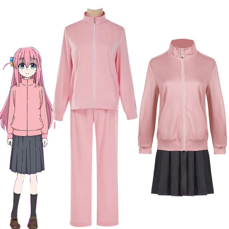Anime BOCCHI THE ROCK Cosplay Hitori Gotoh JK School Uniform Skirt Wig ...