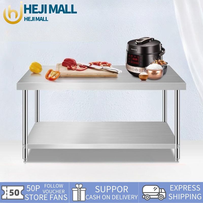 2-layer Table 304 Stainless Steel Worktable Easy to clean Thicken ...