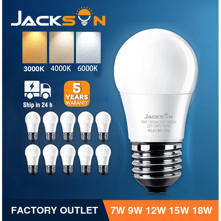 【Jacksun】 E27 LED Blub Light Bumbilya Warm White Daylight Led Light ...