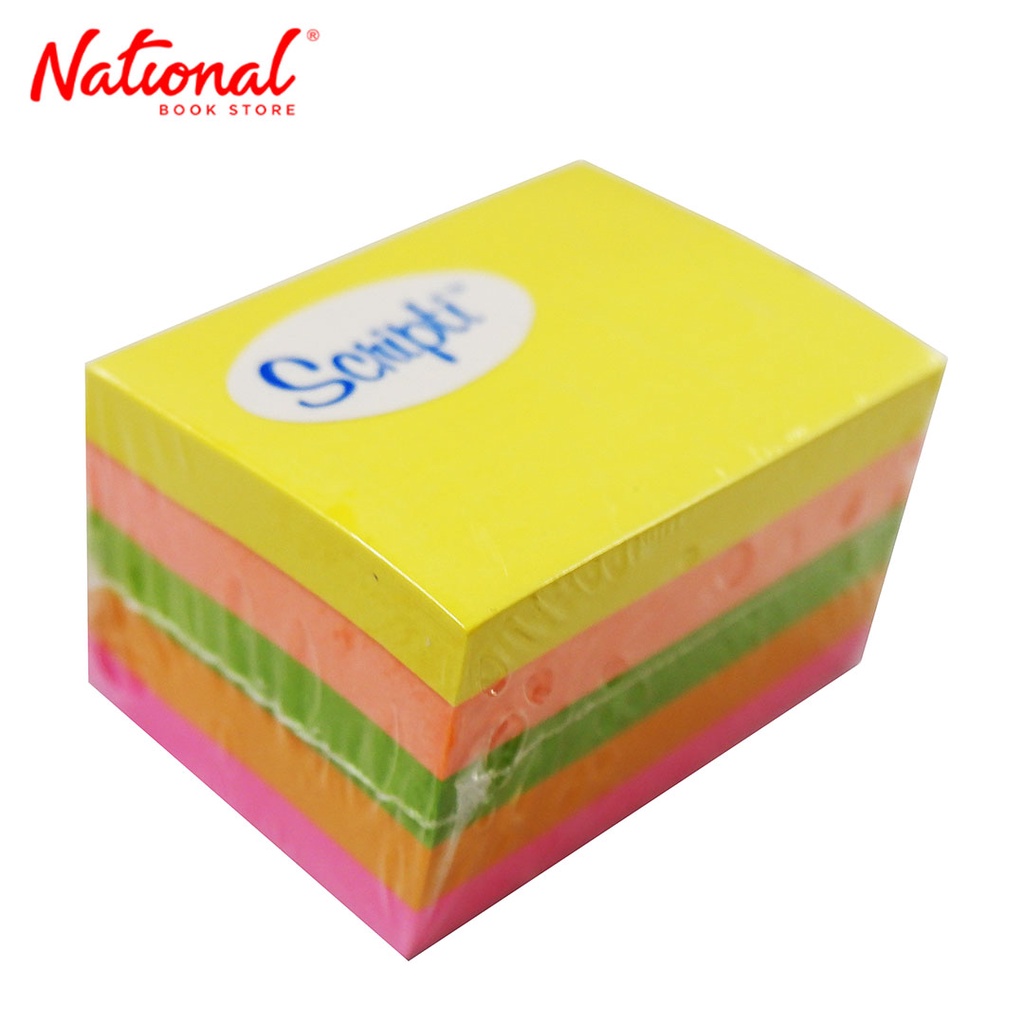 Scripti Sticky Note 1.5x2 inches Neon 5 Colors with Case - School ...