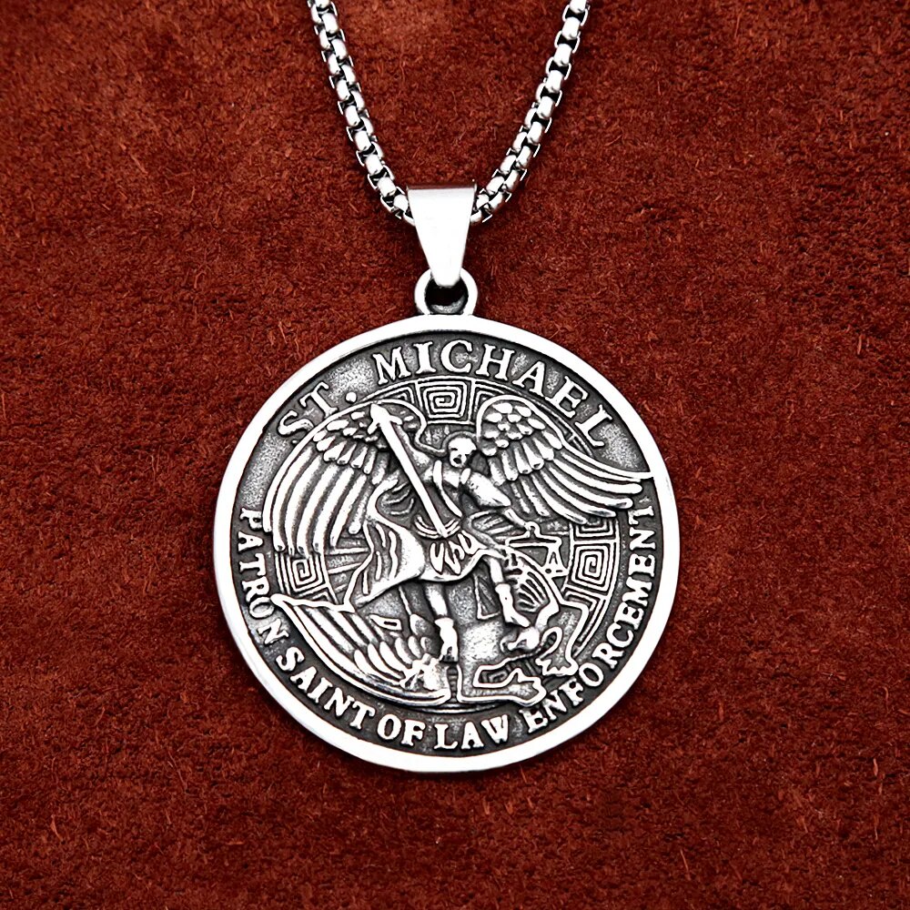 【Vintage Classic St. Michael Archangel Pendant Stainless Steel Amulet ...