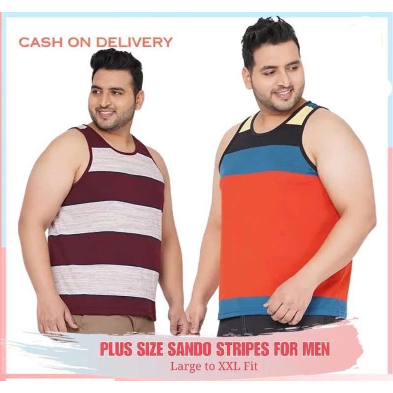 Plus Size Up to Xxl Sando for Men Stripes Assorted Prints,For Gym Pang ...
