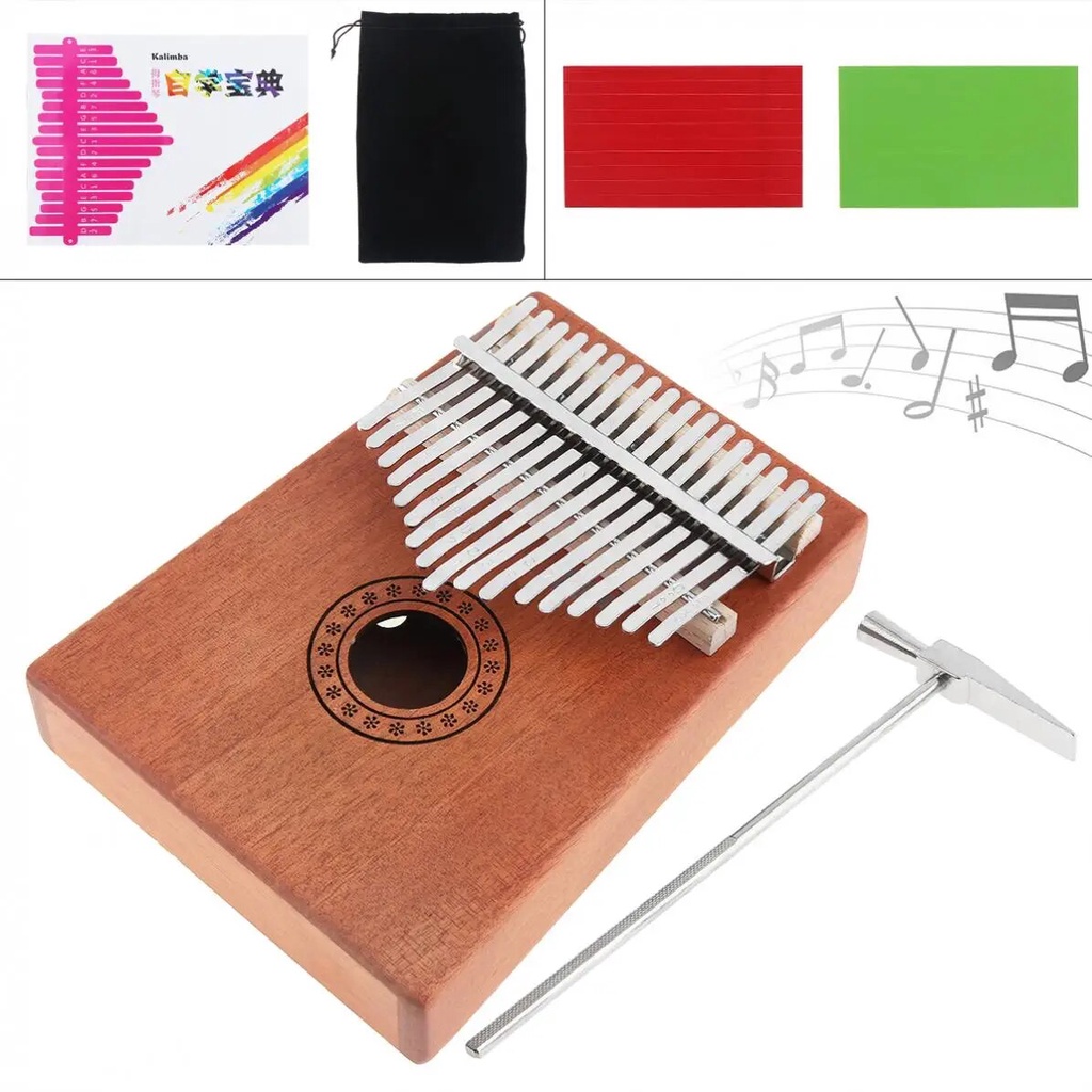 17 Key Kalimba Mahogany Single Board Thumb Piano Mbira Mini Keyboard ...