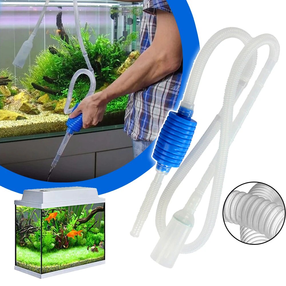 Aquarium Siphon Fish Tank Syphon Vacuum Cleaner Pump Semi-automatic ...