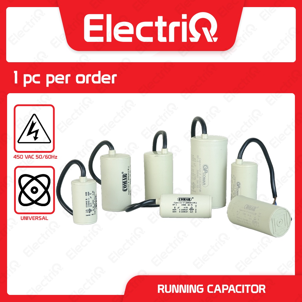 Electriq Motor Running Capacitor CBB60 450VAC Cable Wire Type Spare ...
