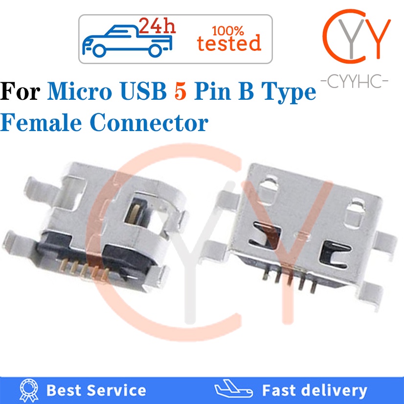 100pcs Micro USB 5 Pin B Type Female Connector For Mobile Phone Micro ...